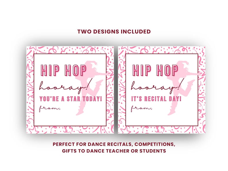 Printable Dance Tag, Hip Hop Dance Recital Gift Tag, Hip Hop Hooray ...