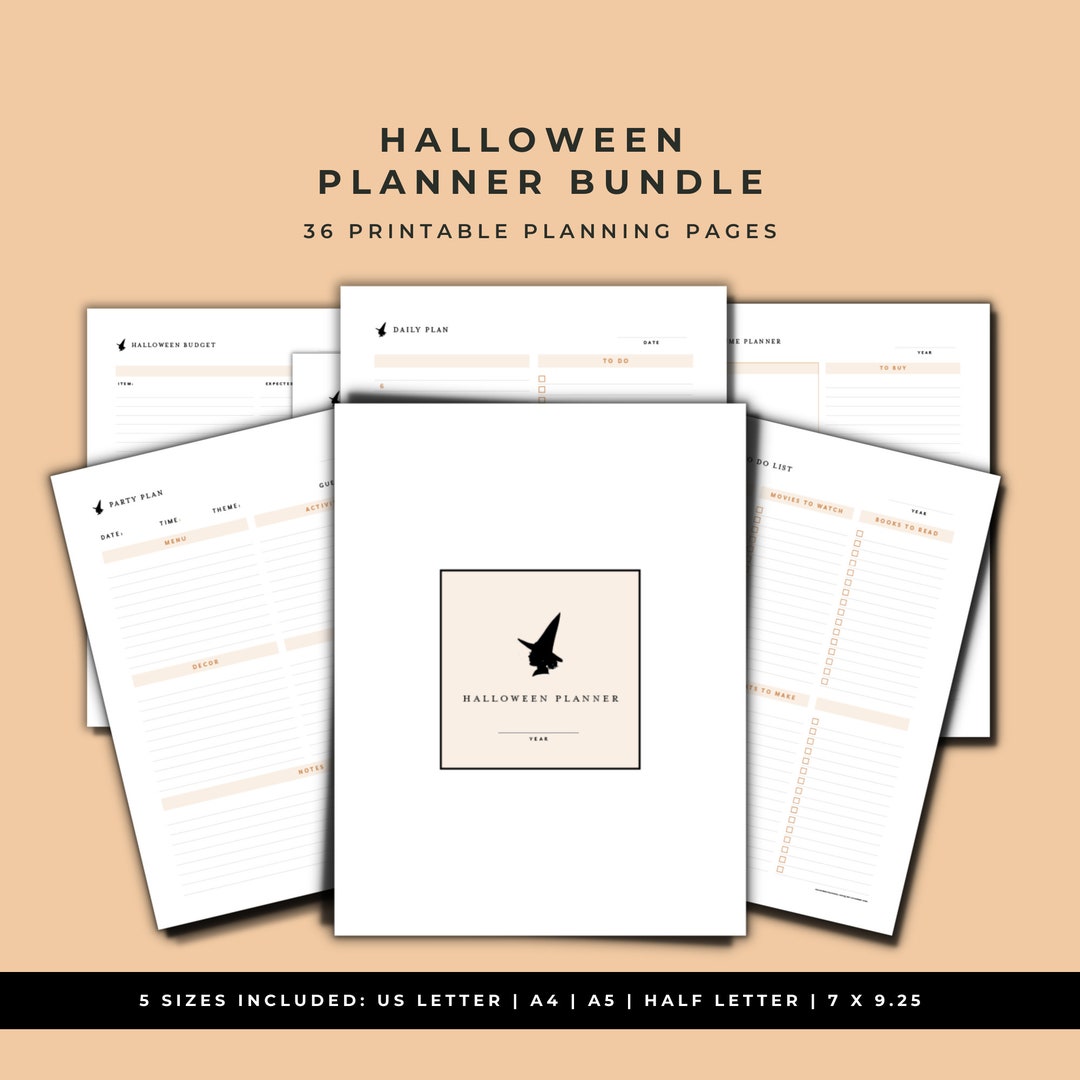 Printable Halloween Planner Bundle, Halloween PDF Insert, Costume ...