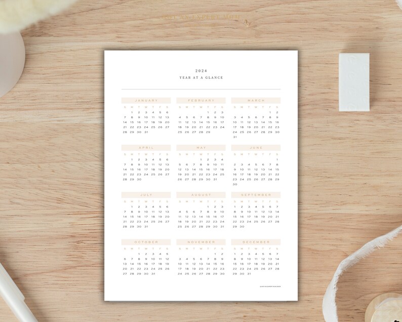 2023-2024 Academic Year at A Glance Calendar, Printable Year Planner ...