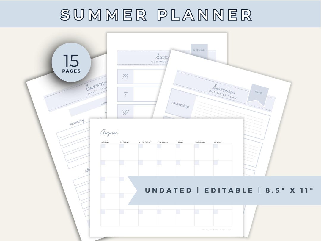 UNDATED PRINTABLE Summer Planner for Mom, Summer Schedule for Kids ...