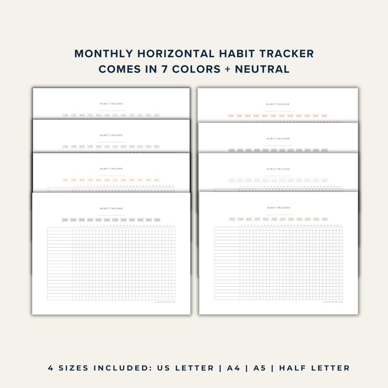 Printable Habit Tracker, PDF for Yearly Monthly Daily Routine and Goal ...