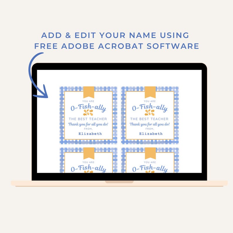 O-fish-ally the Best Teacher Printable Gift Tag, Instant Download ...