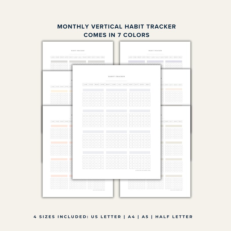 Printable Habit Tracker, PDF for Yearly Monthly Daily Routine and Goal ...