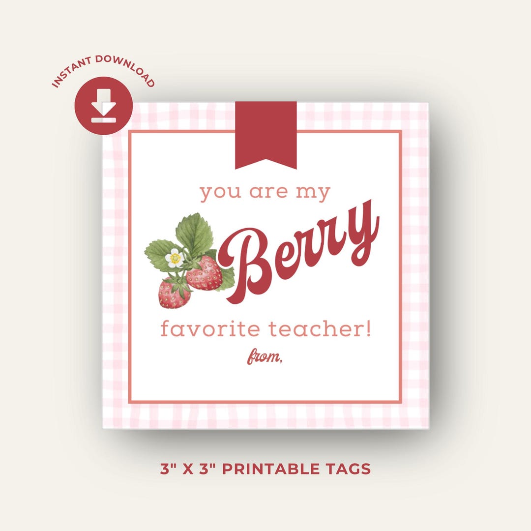Berry Favorite Teacher Gift Tag, Printable 3” X 3” Editable, Smoothie ...