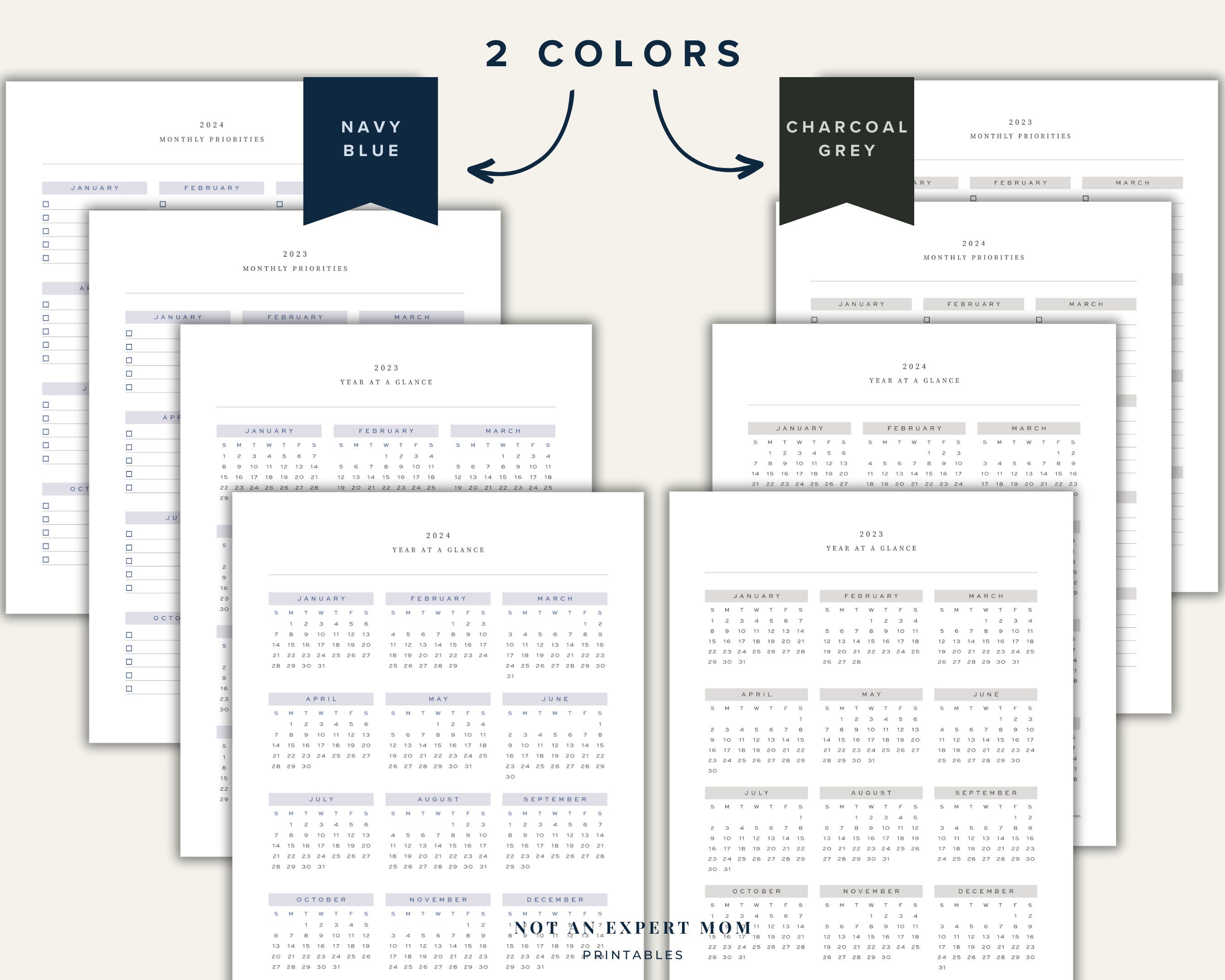 2023-2024 Academic Year at A Glance Calendar, Printable Year Planner ...