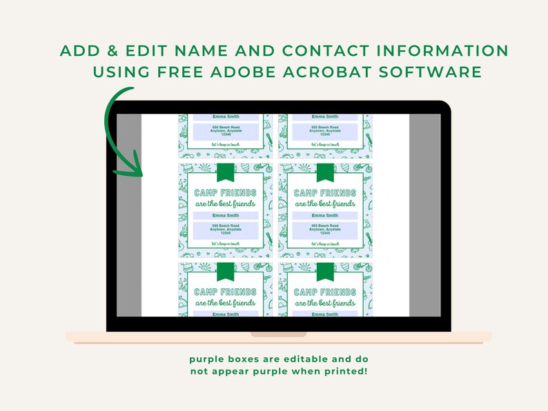 Printable Camp Calling Card, Home Address Camp Contact Card, Keep in ...