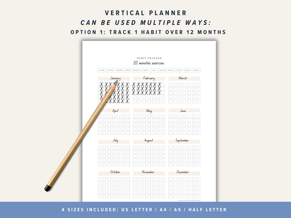 Printable Habit Tracker PDF for Yearly Monthly Daily Routine - Etsy