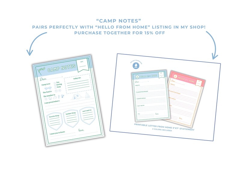 PRINTABLE Letter From Camp, Camp Note PDF Summer Camp Stationery, Kid's ...