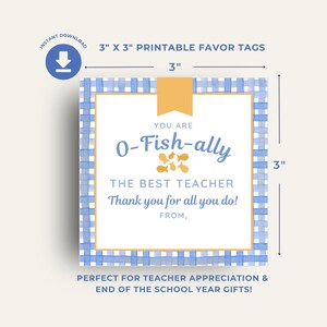 O-fish-ally the Best Teacher Printable Gift Tag, Instant Download ...
