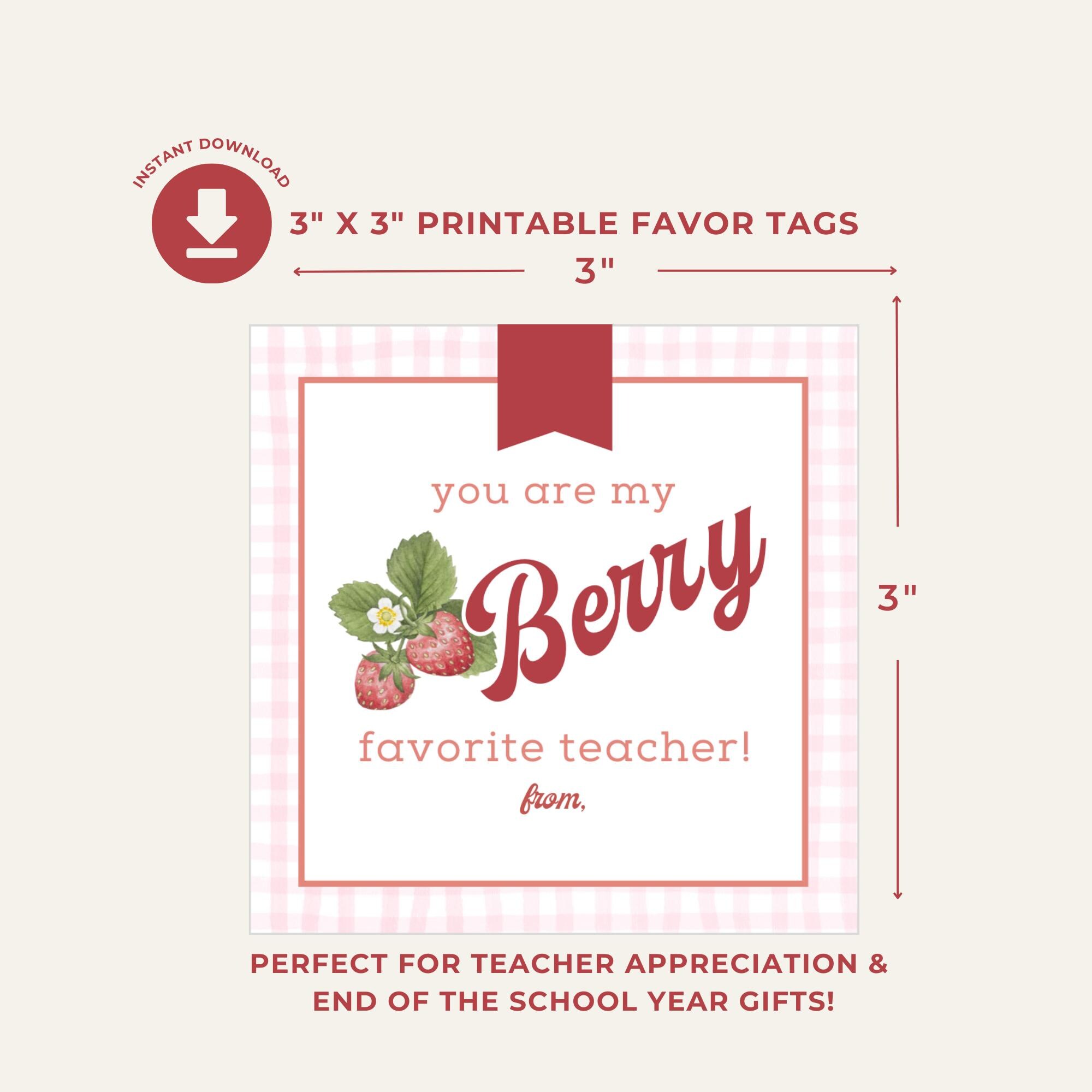 Berry Favorite Teacher Gift Tag, Printable 3” X 3” Editable, Smoothie ...