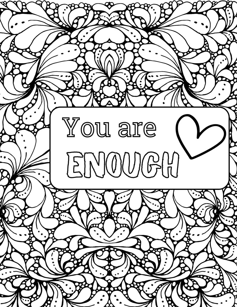 Coloring Self Love Positive Affirmations Mindful Coloring Sheets Inner ...