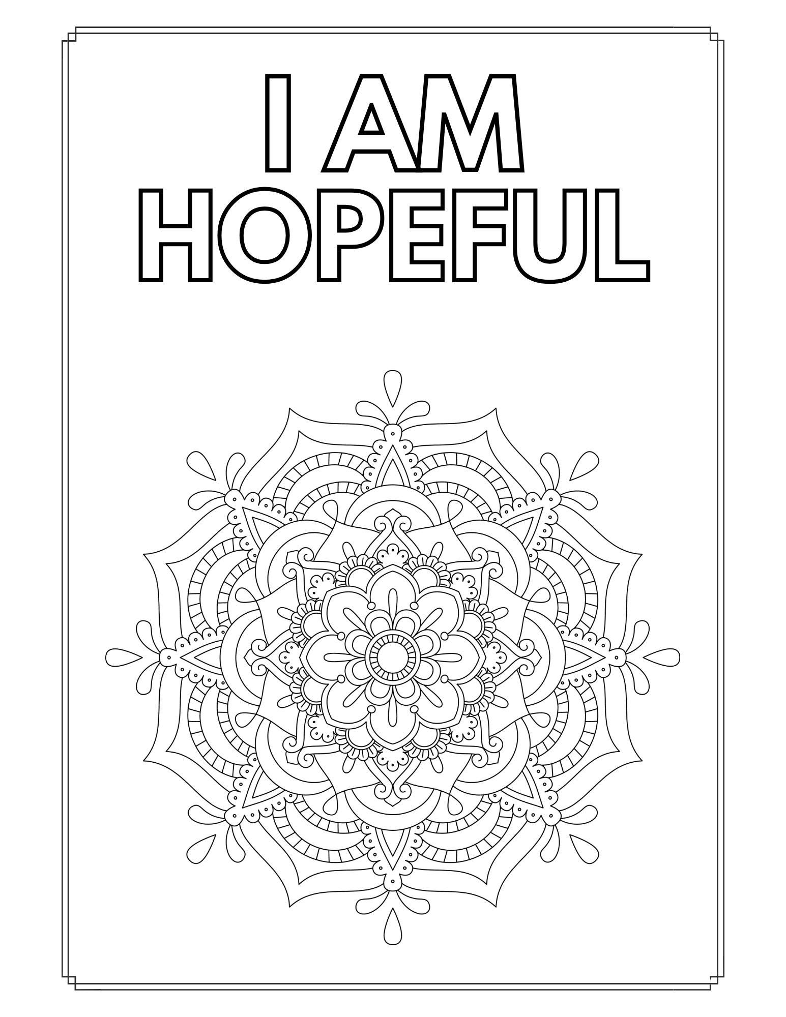 Coloring Positive Affirmation Mandala; Mindful Coloring Sheets; Mandala ...