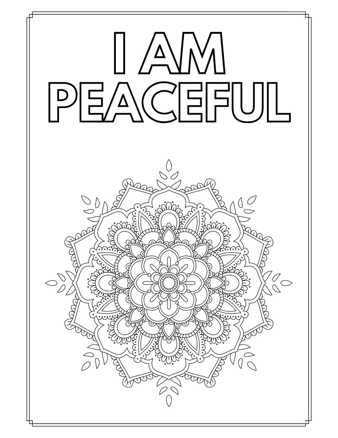 Coloring Positive Affirmation Mandala; Mindful Coloring Sheets; Mandala ...