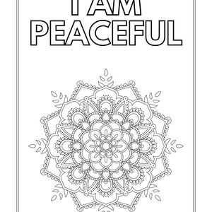Coloring Positive Affirmation Mandala; Mindful Coloring Sheets; Mandala ...
