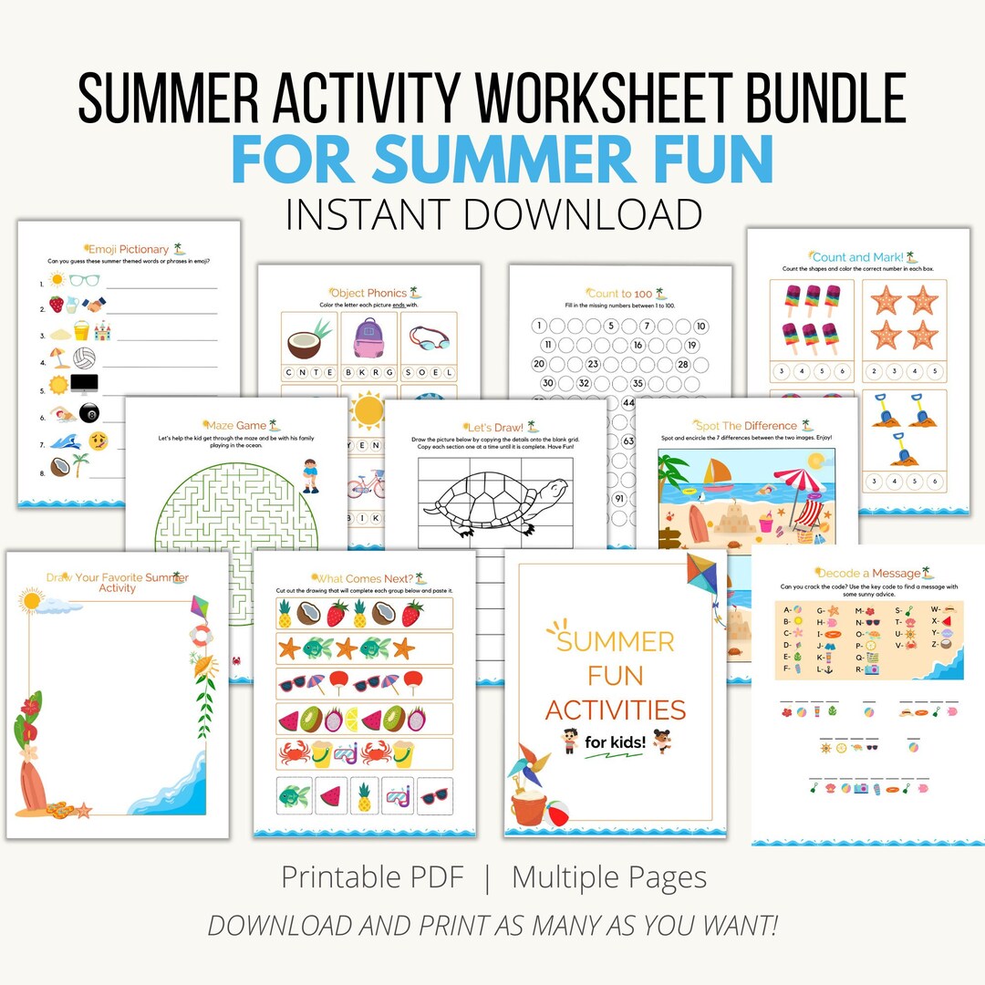Activity Worksheets | Summer Activity Book | Kids Worksheets ...