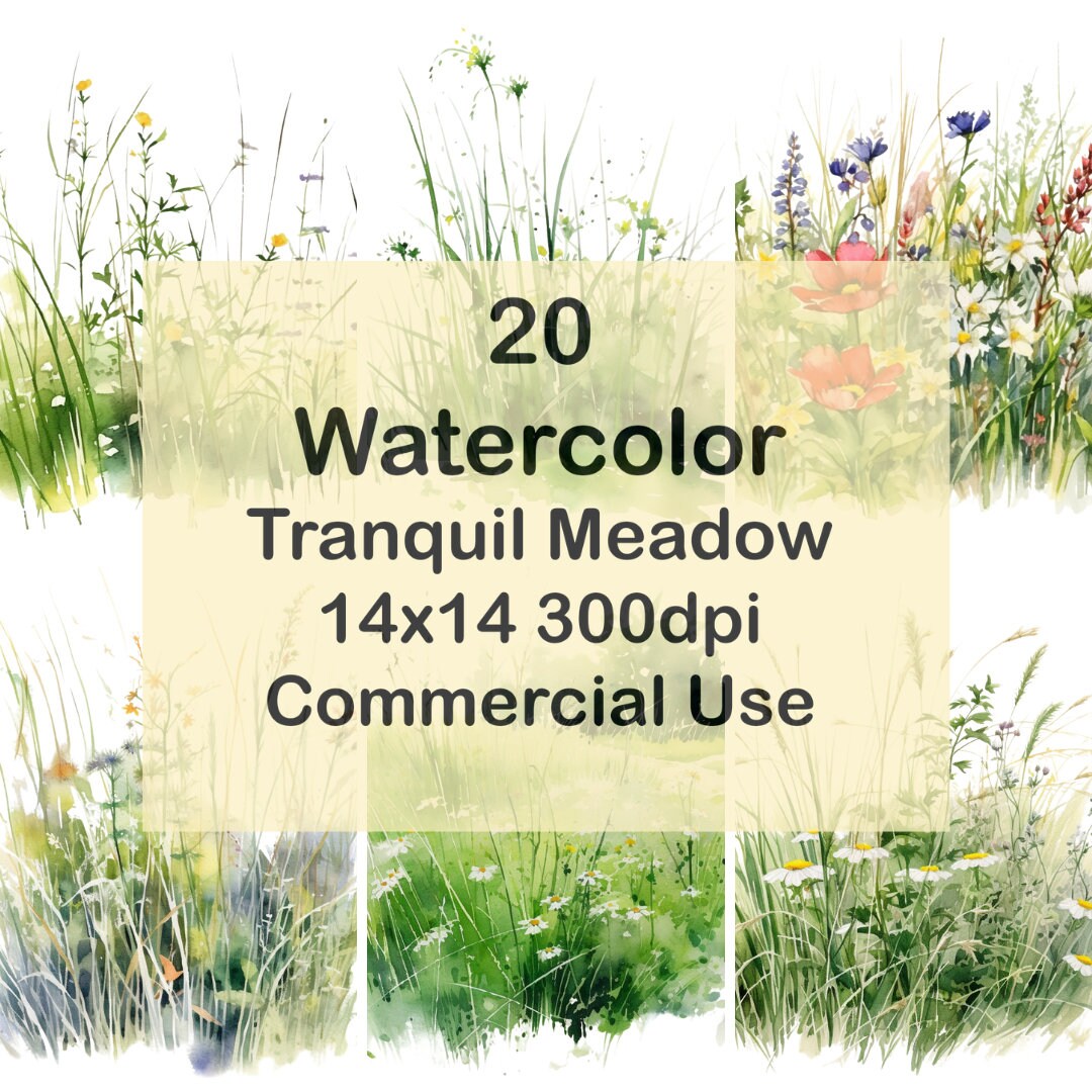 Watercolor Meadow Flowers Clipart Set of 20, Spring Flowers Fall Floral ...