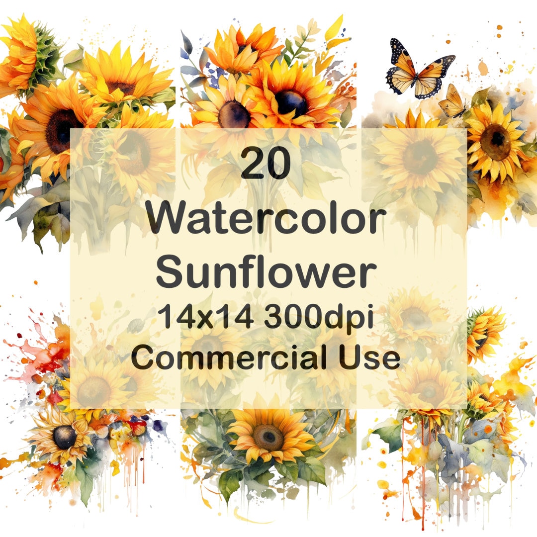 Watercolor Floral Sunflower Clipart Set of 20, Fall Flowers Fall Floral ...