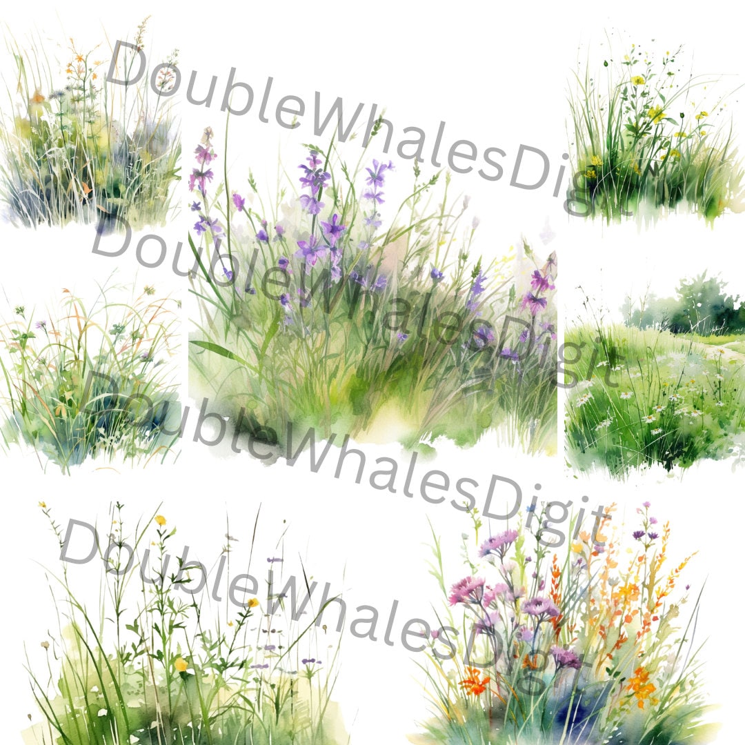 Watercolor Meadow Flowers Clipart Set of 20, Spring Flowers Fall Floral ...