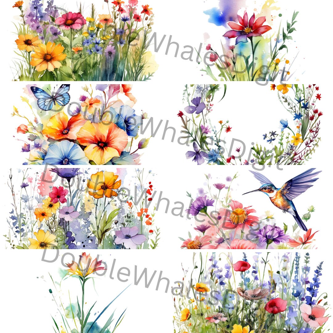 Watercolor Summer Floral Clipart Set of 20, Fall Flowers Fall Floral ...