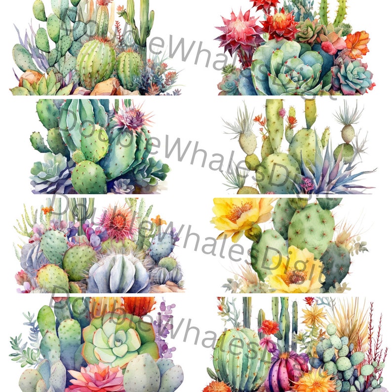 Watercolor Floral Cacti Floral Clipart Set of 20, Fall Flowers Summer ...