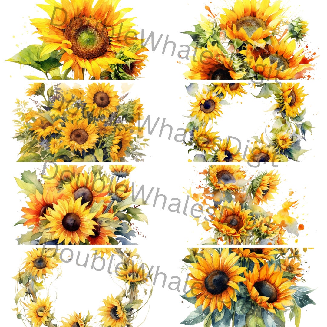 Watercolor Floral Sunflower Clipart Set of 20, Fall Flowers Fall Floral ...