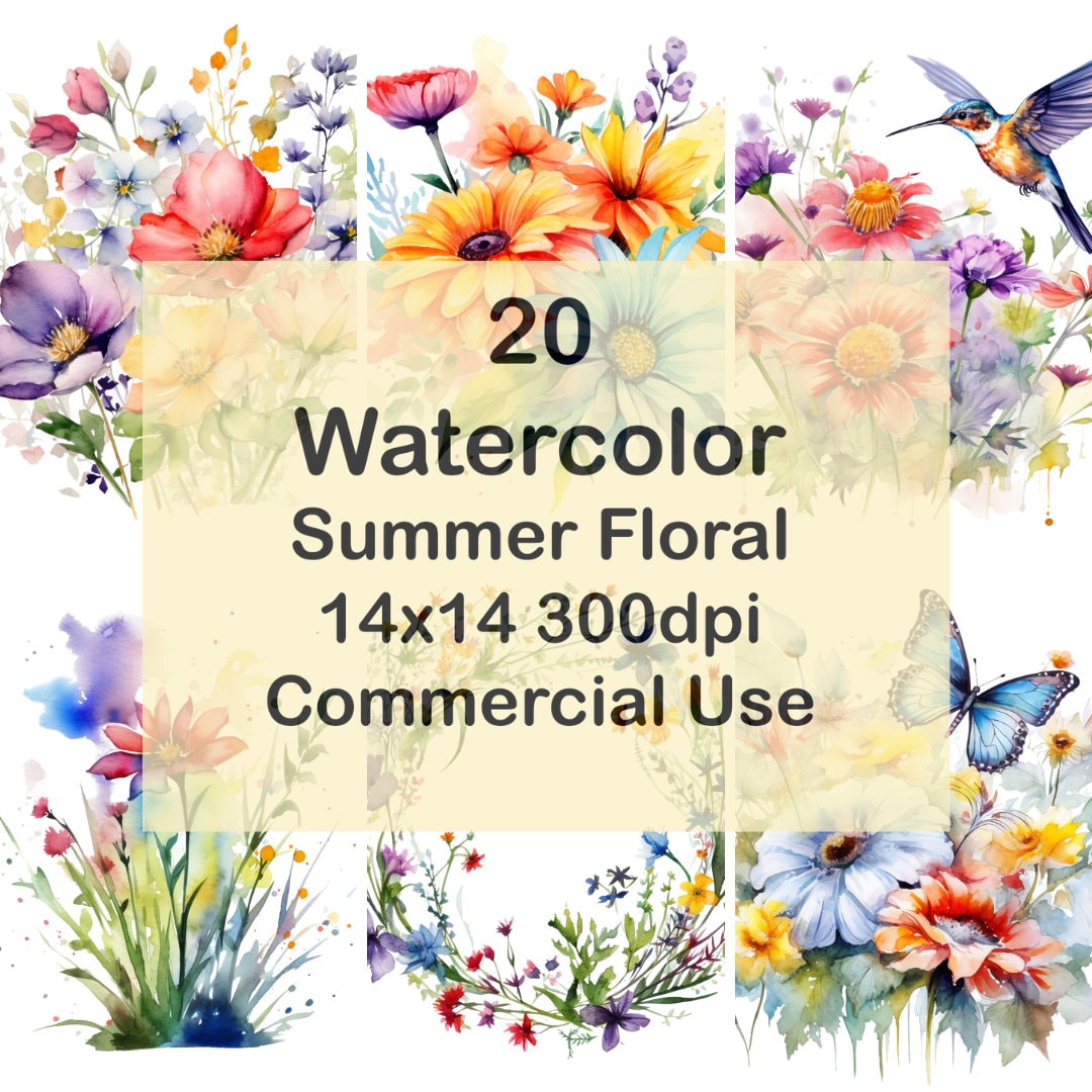 Watercolor Summer Floral Clipart Set of 20, Fall Flowers Fall Floral ...