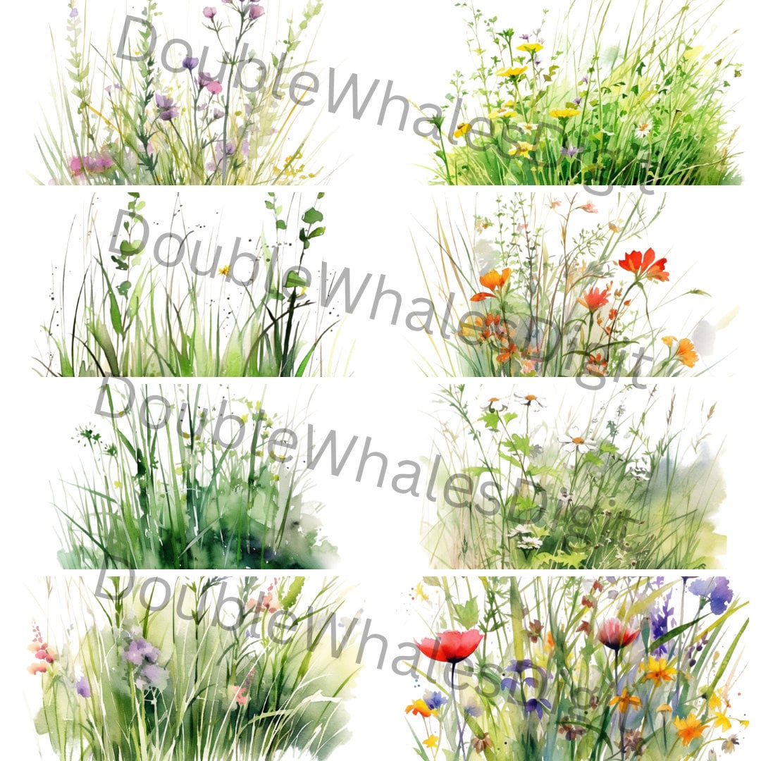 Watercolor Meadow Flowers Clipart Set of 20, Spring Flowers Fall Floral ...
