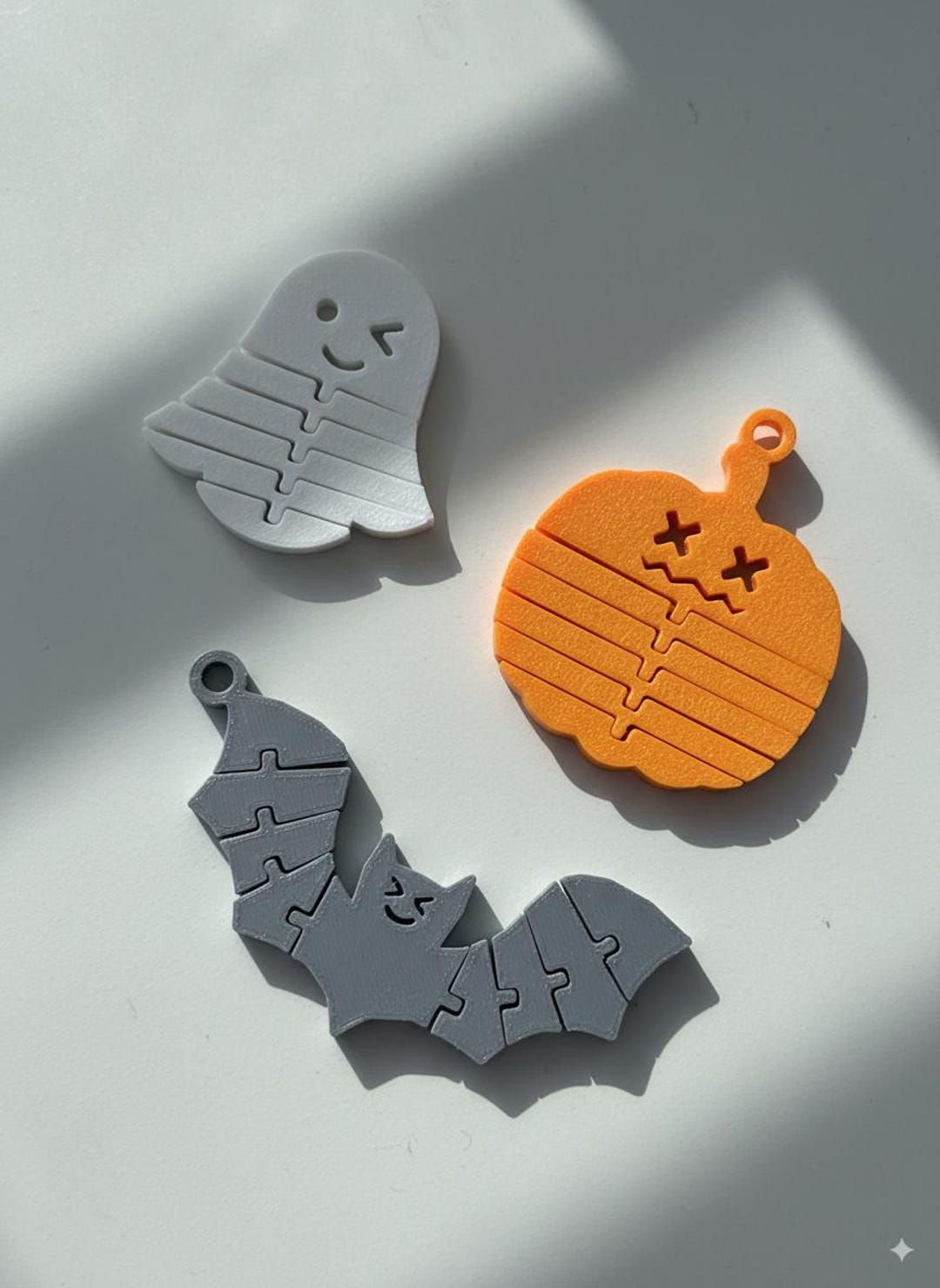 Flexi Halloween 3D Print Files: Pumpkin, Ghost, Bat Keychains (STL ...