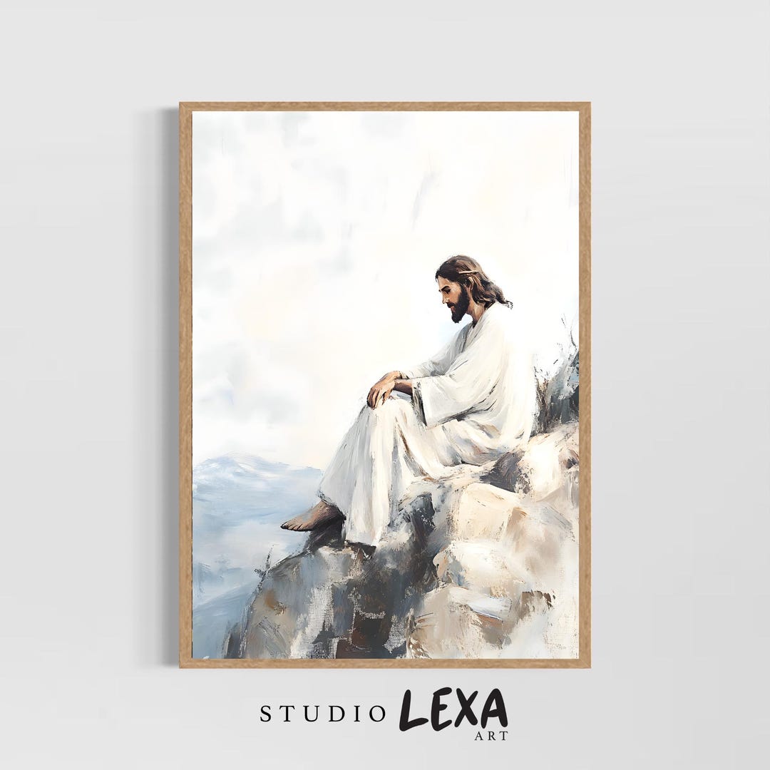 Jesus in Prayer Wall Art Print, Christian Wall Decor, Neutral Faith ...
