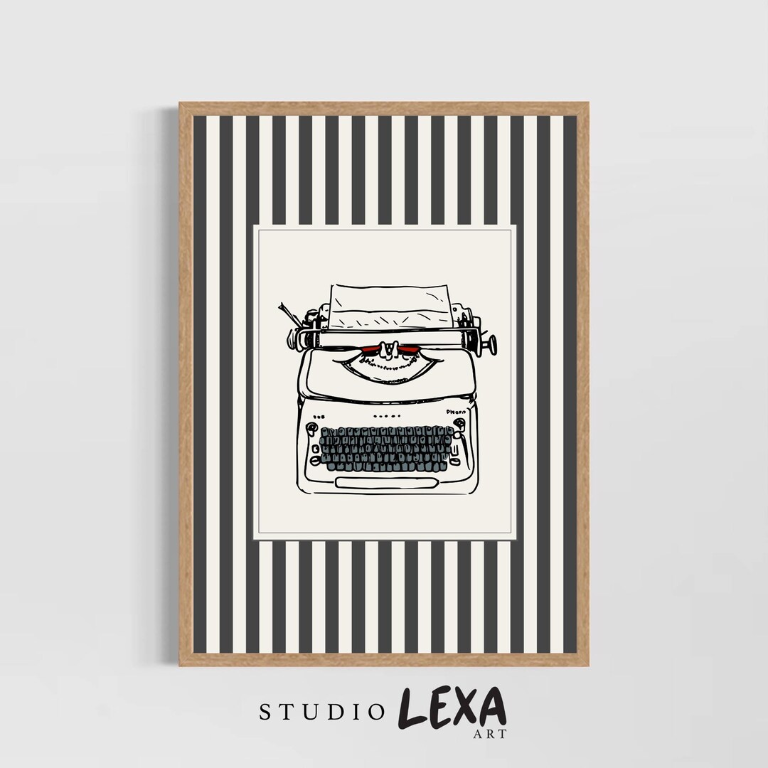 Vintage Typewriter Wall Art, Retro Office Decor, Writer Gift, Literary ...