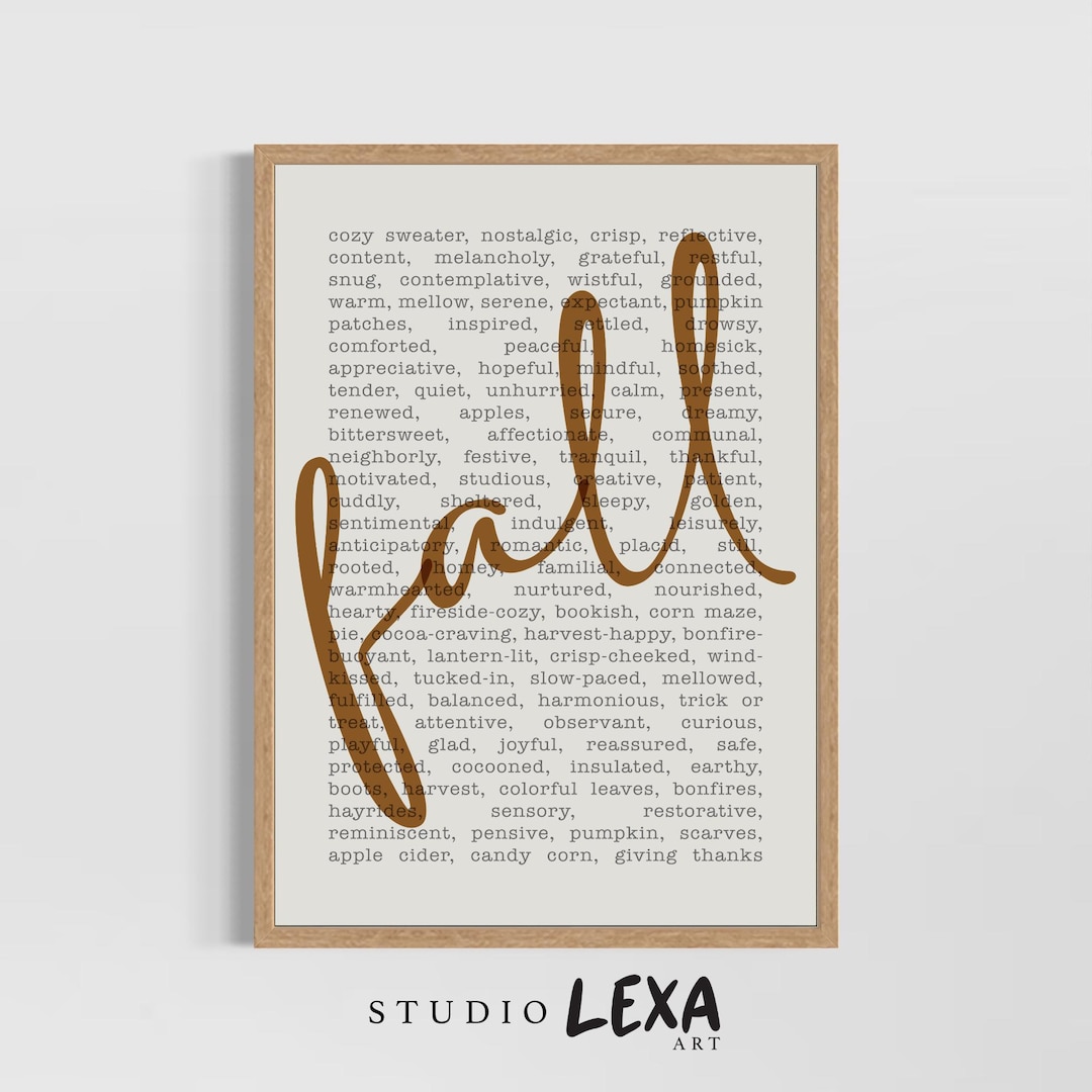 Fall Typography Wall Art Printable, Cozy Autumn Word Collage Poster ...