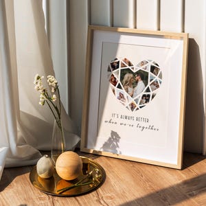 Heart Photo Collage Template Anniversary Gift for Him Personalized ...