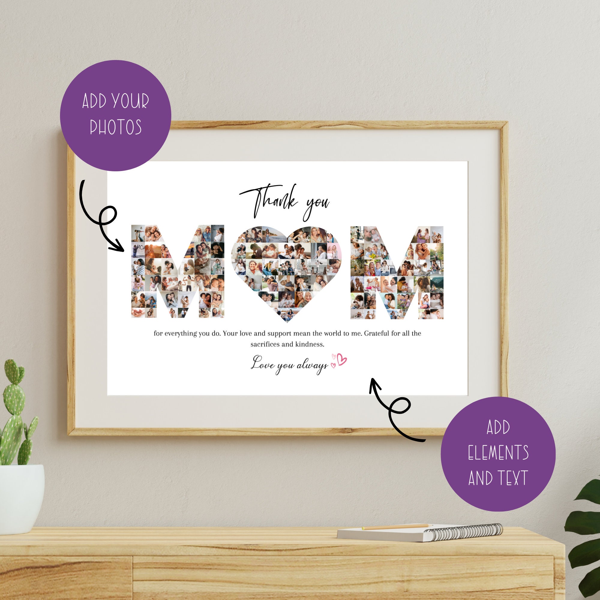 Mom Photo Collage Canva Template Personalized Gift for Mom Mothers Day ...
