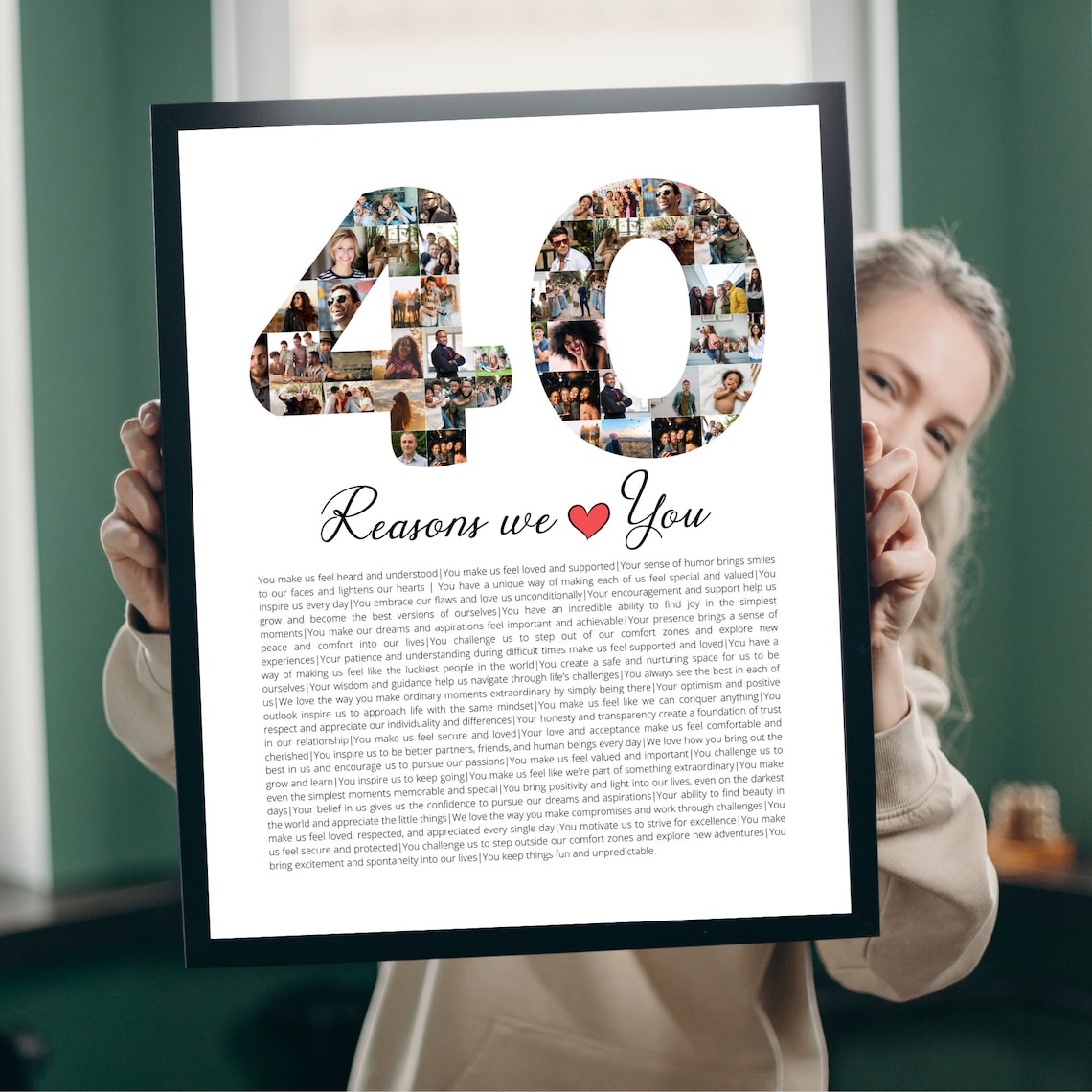 40th Birthday Photo Collage Template 40 Reasons We Love You - Etsy