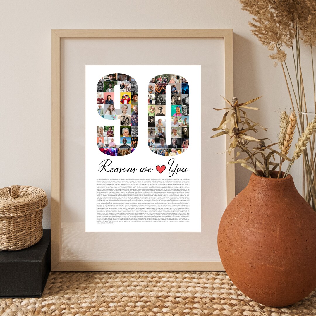 90 Reasons Why We Love You Photo Collage Canva Template 90th - Etsy