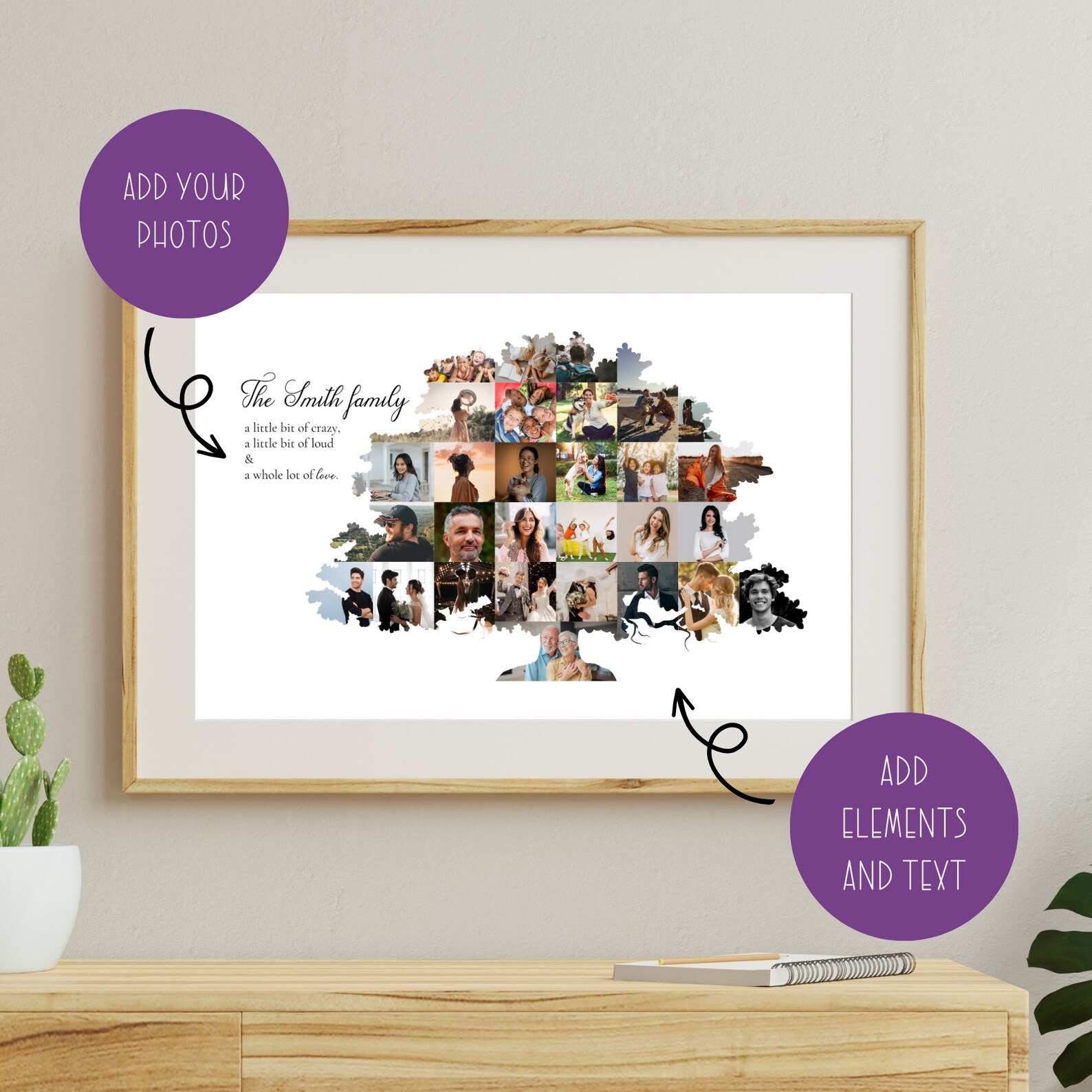 Family Tree Photo Collage Template Family Reunion Gift Photo Collage ...
