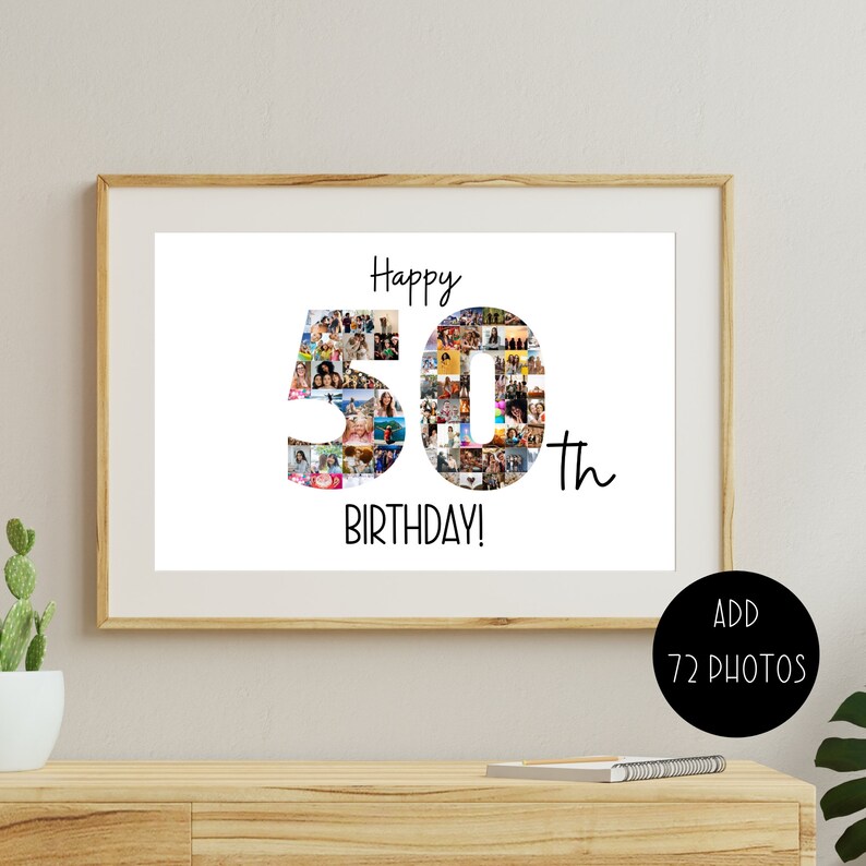 50th Birthday Photo Collage Template Custom Birthday Gift - Etsy