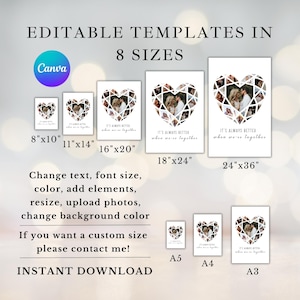 Heart Photo Collage Template Anniversary Gift for Him Personalized ...