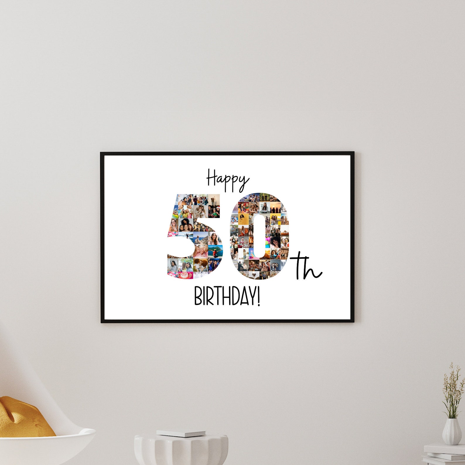 50th Birthday Photo Collage Template Custom Birthday Gift Number Photo ...
