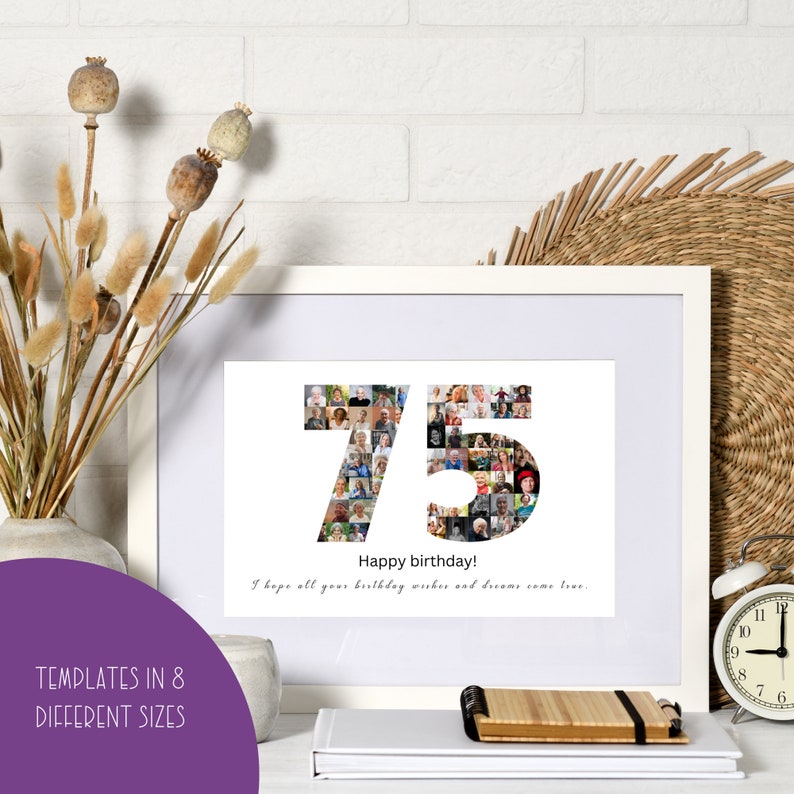 75th Birthday Photo Collage Template 75th Birthday Gift for - Etsy