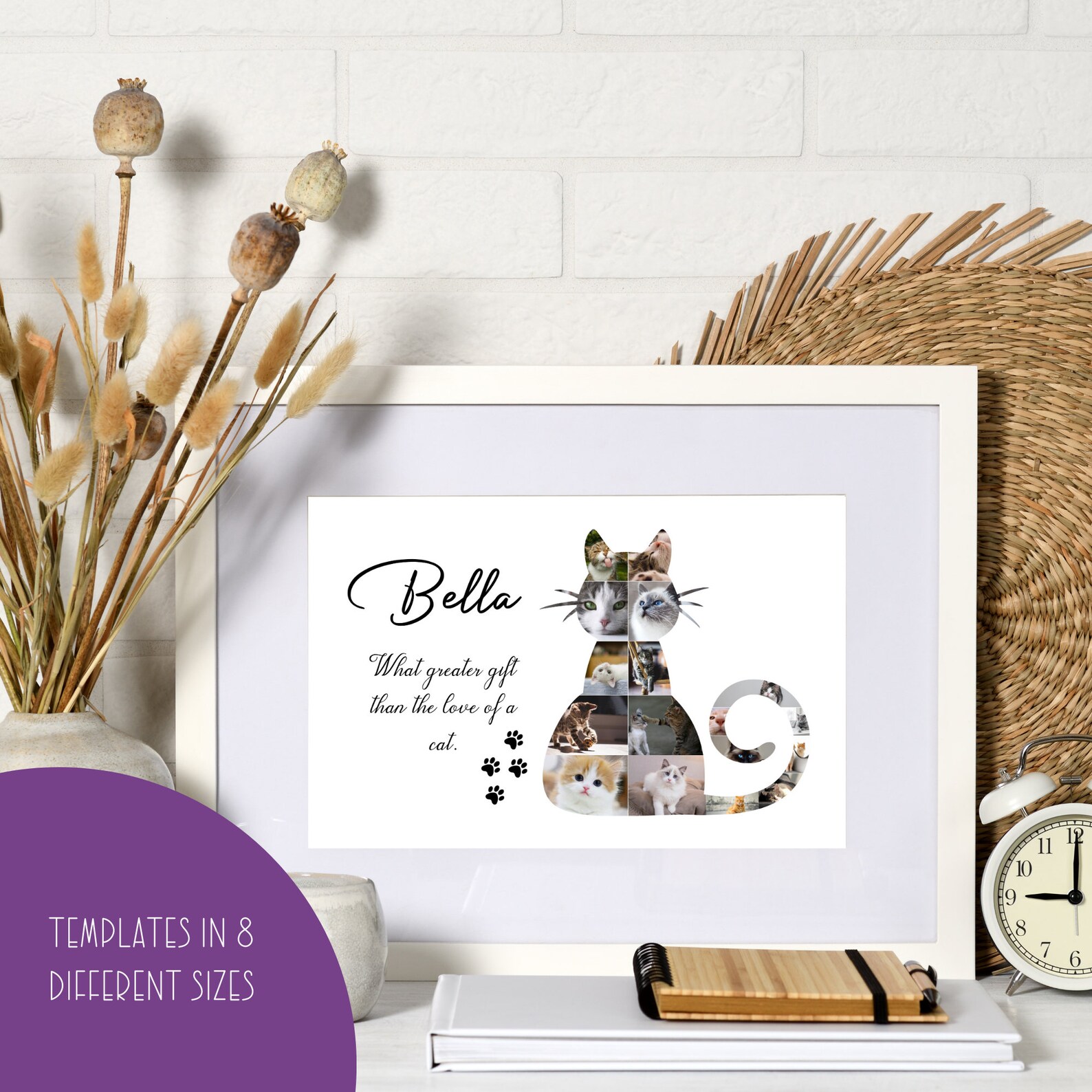 Cat Photo Collage Canva Template Cat Picture Frame Cat Lover Gift Pet ...