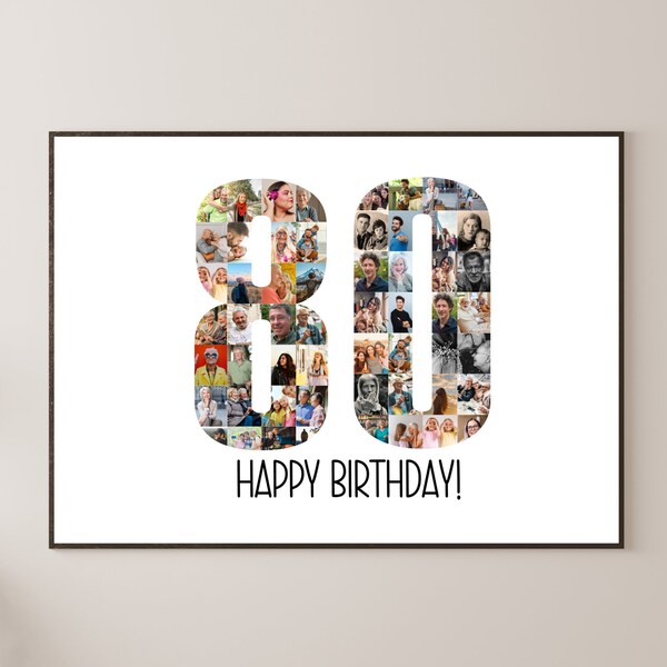 80th Birthday Photo Collage - Etsy