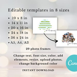 Custom Family Tree Photo Collage Canva Template Printable Family Tree ...