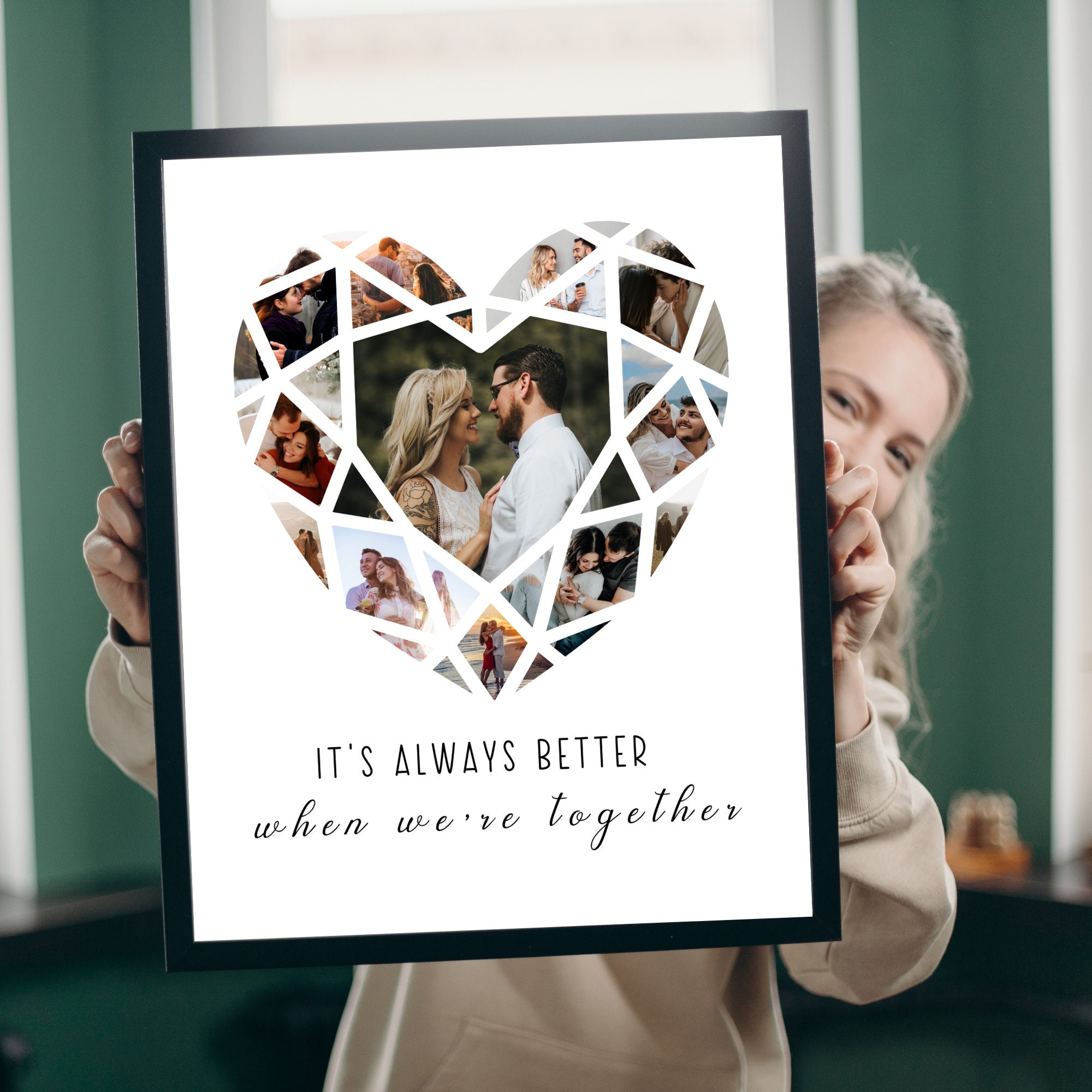 Heart Photo Collage Template Anniversary Gift for Him Personalized ...