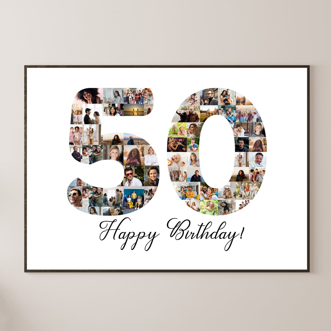 50th Birthday Photo Collage Template 50th Birthday Gift for Men 50th ...