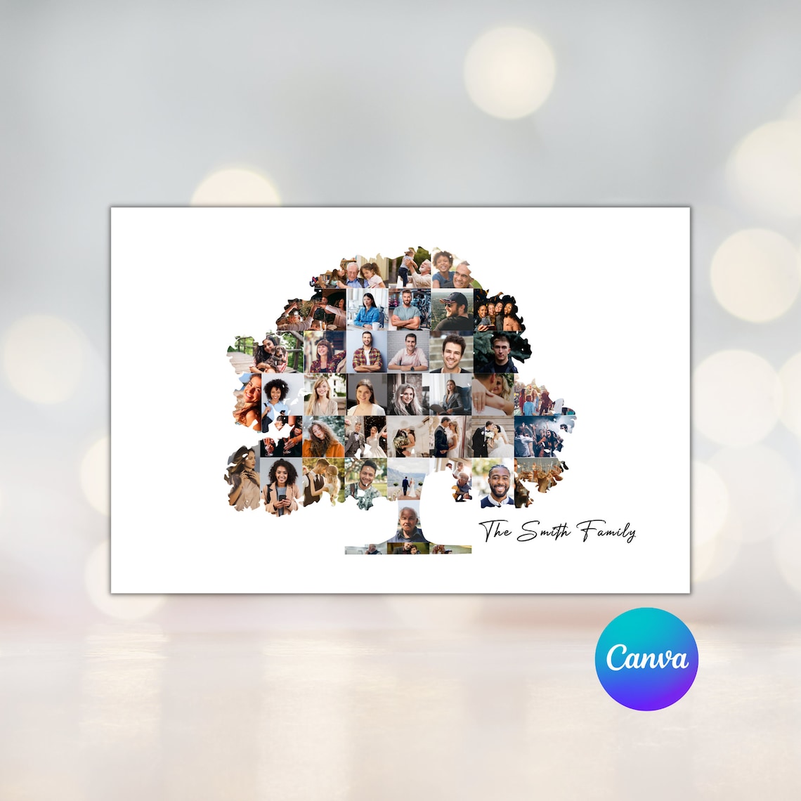 Custom Family Tree Photo Collage Template Family Reunion Tree - Etsy