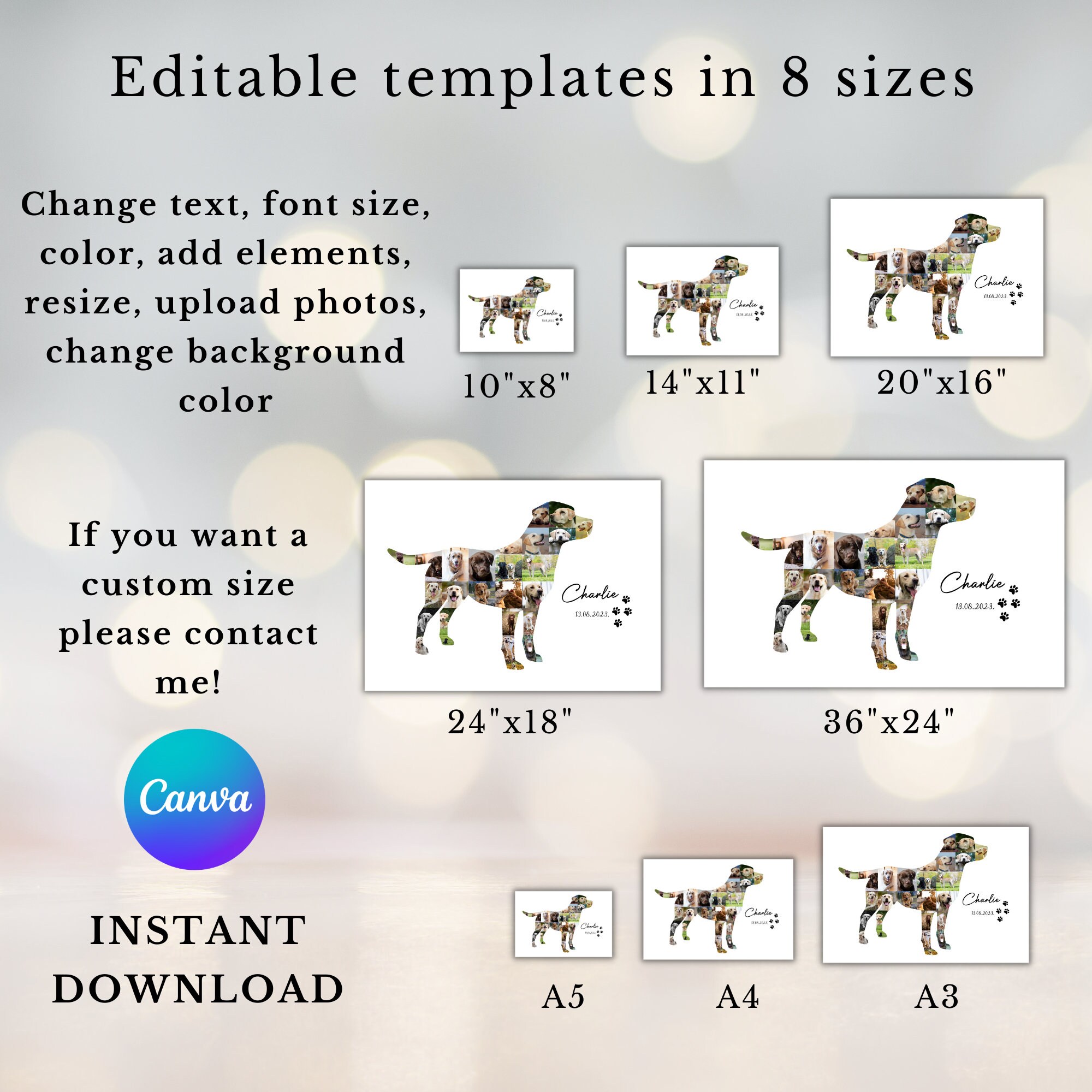 Pet Photo Collage Dog Photo Collage Template Dog Mom Gift Pet Loss ...