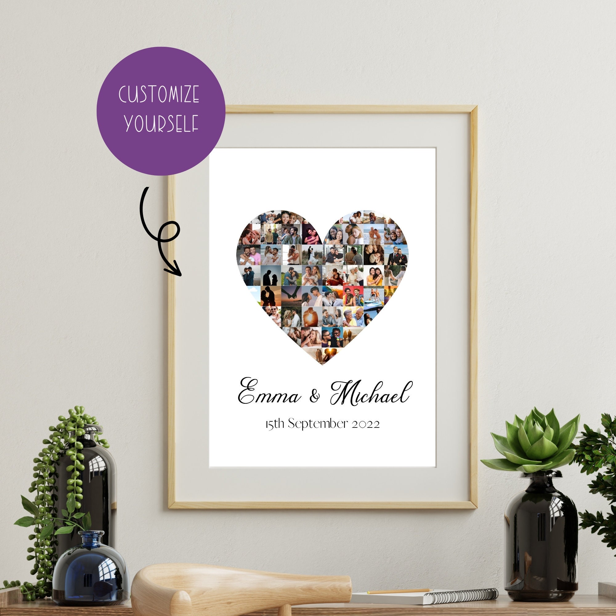 Custom Heart Photo Collage Template Heart Shaped Photo Collage Wedding ...