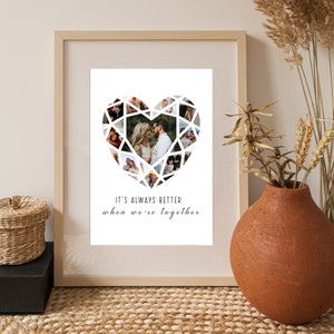 Heart Photo Collage Template Anniversary Gift for Him Personalized ...