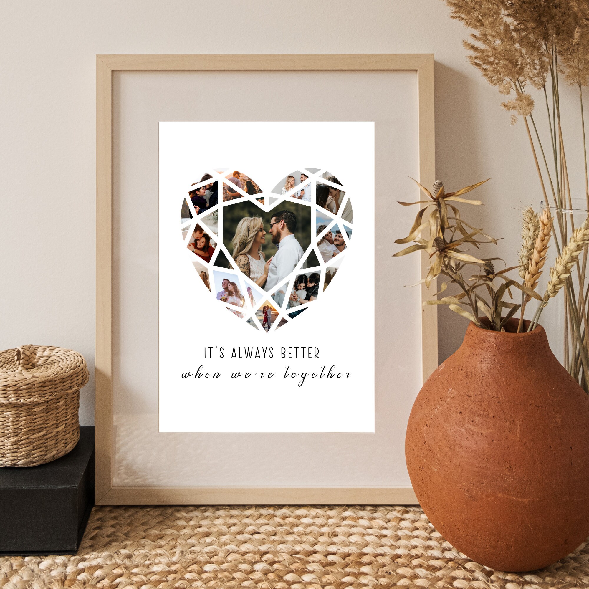 Heart Photo Collage Template Anniversary Gift for Him Personalized ...